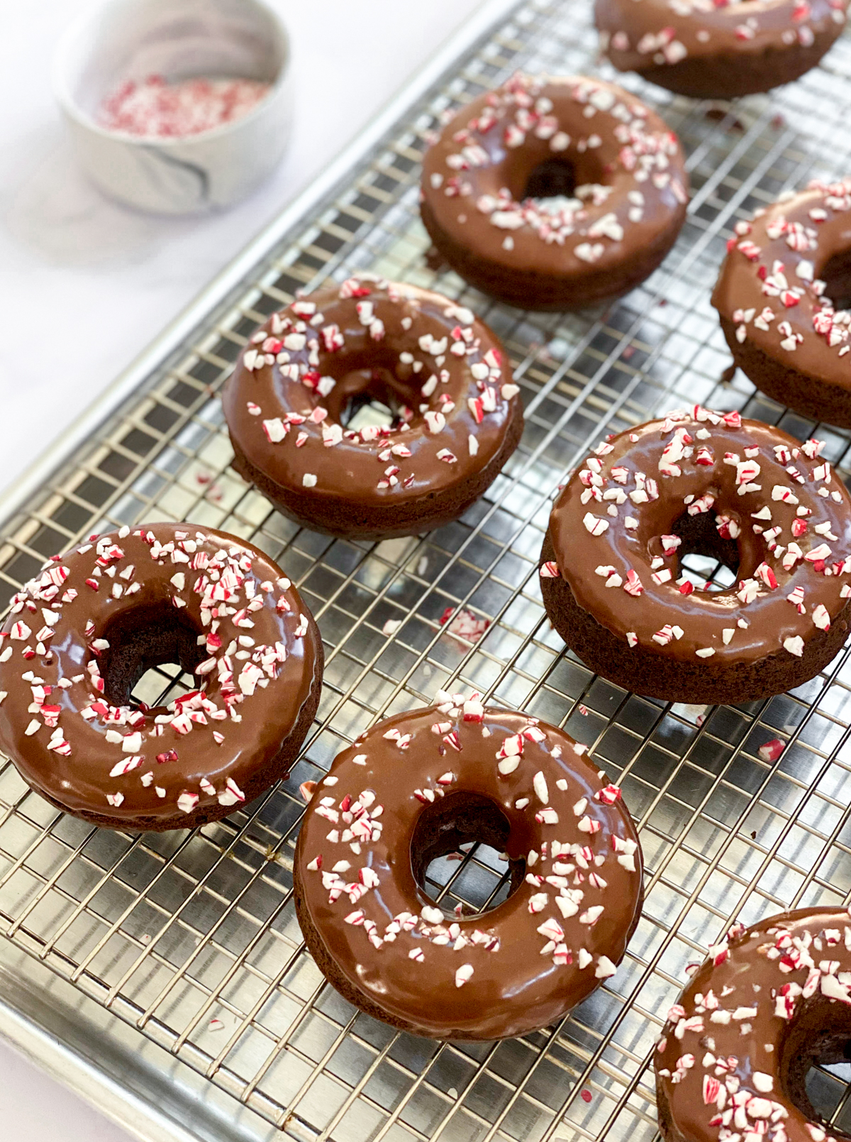 Baked Chocolate Peppermint Donuts - The Salted Sweets