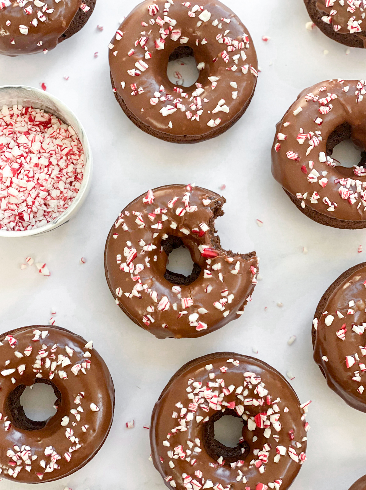 Baked Chocolate Peppermint Donuts - The Salted Sweets