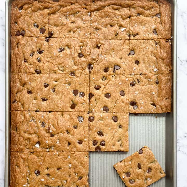 Sheet Pan Chocolate Chip Cookie Bars - The Salted Sweets